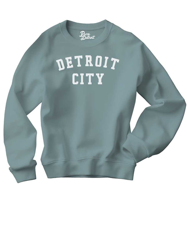 Detroit City Unisex Premium Sponge Fleece Sweatshirt - White / Lagoon ...