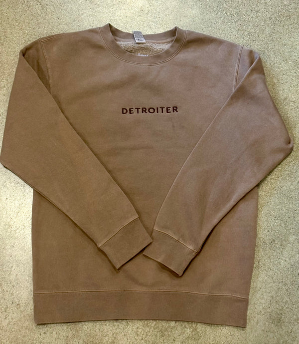 Detroiter Crew Neck - Embroidered / Chocolate + Tawny / Unisex - Pure ...
