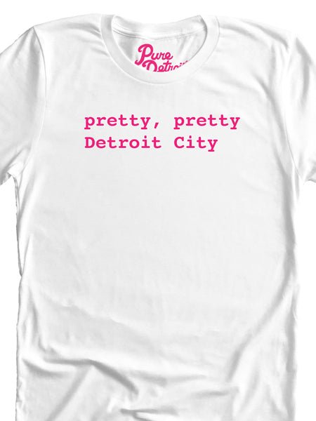 Pretty, Pretty Detroit City T-shirt / White with Pink / Unisex - Pure ...
