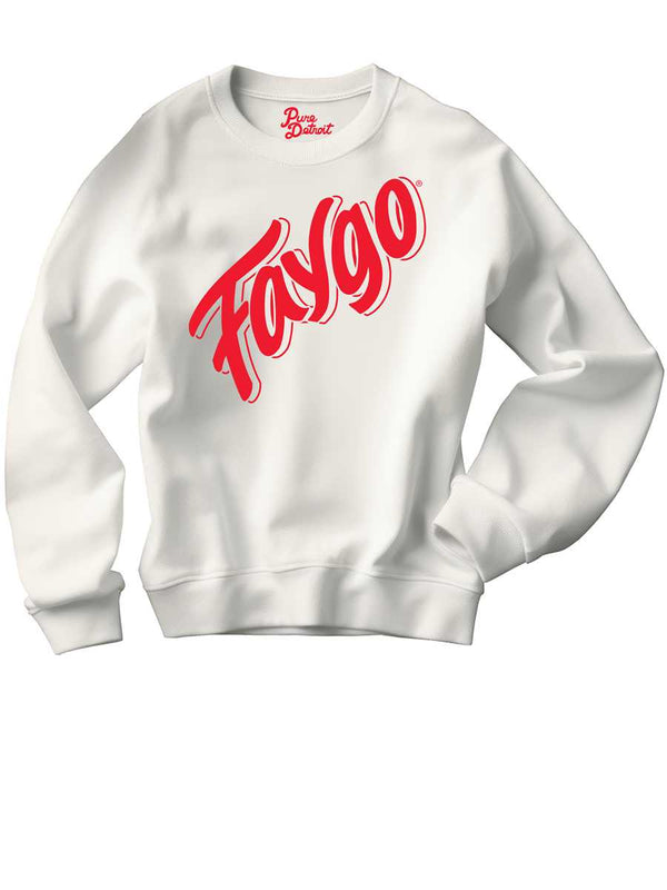 Faygo Heavyweight Crewneck Sweatshirt - White / Red - Pure Detroit